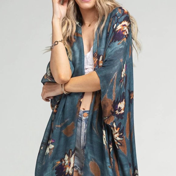 Dainty NYC | Kimonos & Yukatas | Boho Blue Floral Kimono Duster | Poshmark